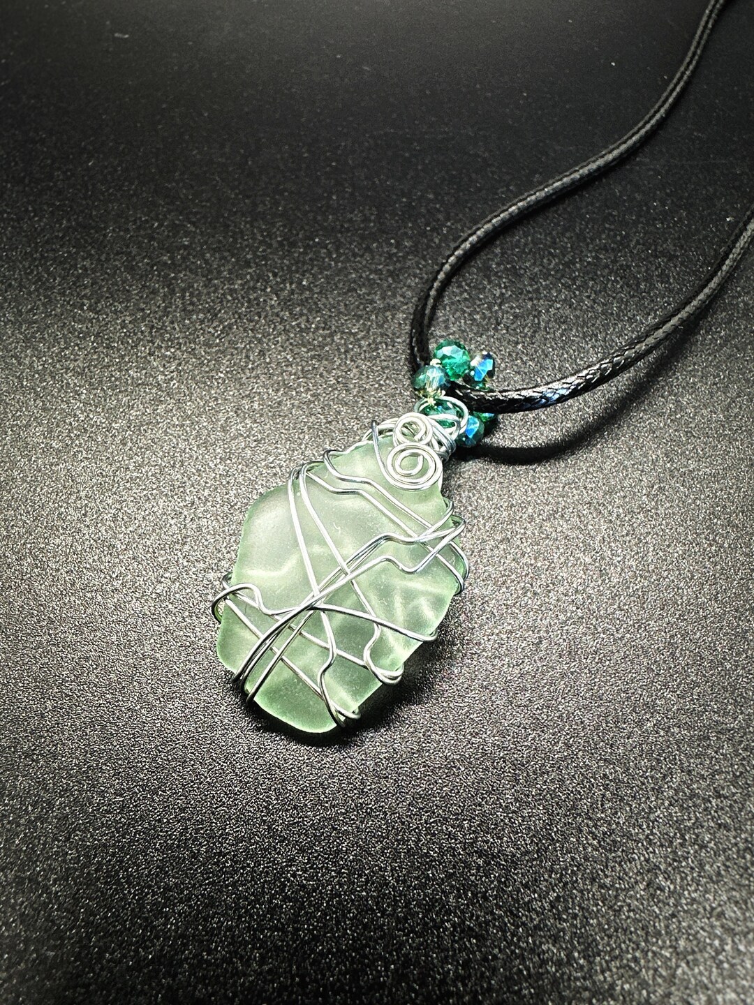 Recycled Blue Seaglass Necklace, Wire Wrapped Pendant, Florida Souvenir ...