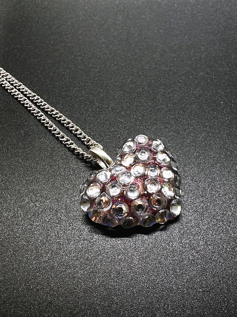 Heart Jewelry, Rhinestone Heart Necklace, Glitter Heart Pendant ...