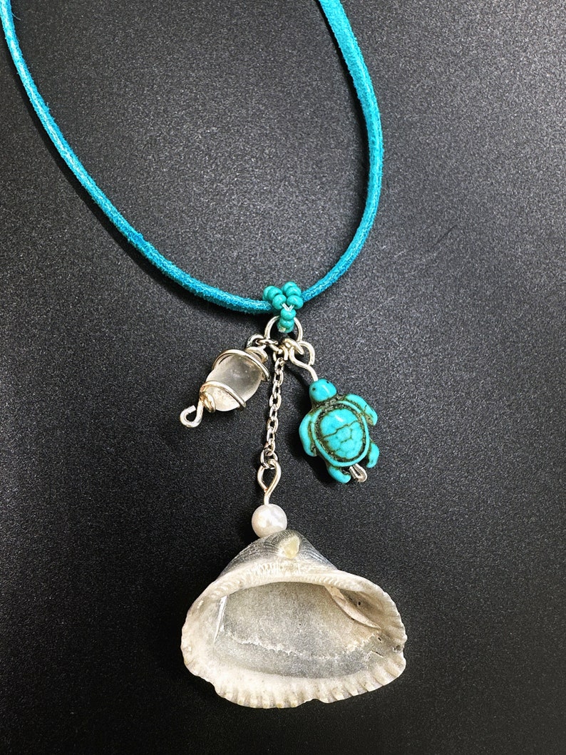 Seashell Necklace, Recycled Florida Seashells, Ocean Pendant, Sea Glass ...