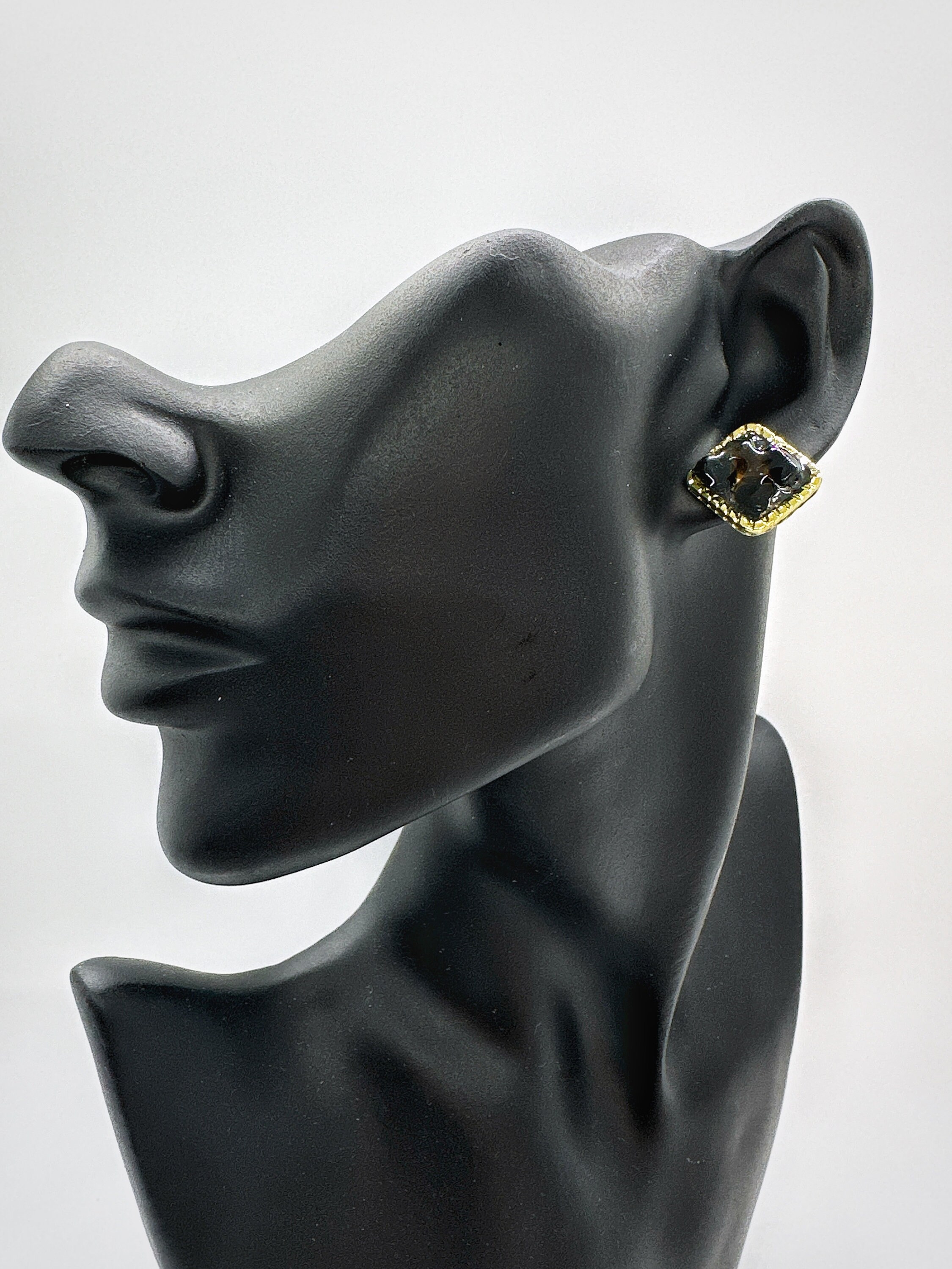 Raw Black Obsidian Jewelry, Obsidian Stud Earrings, Large Studs, Aries ...