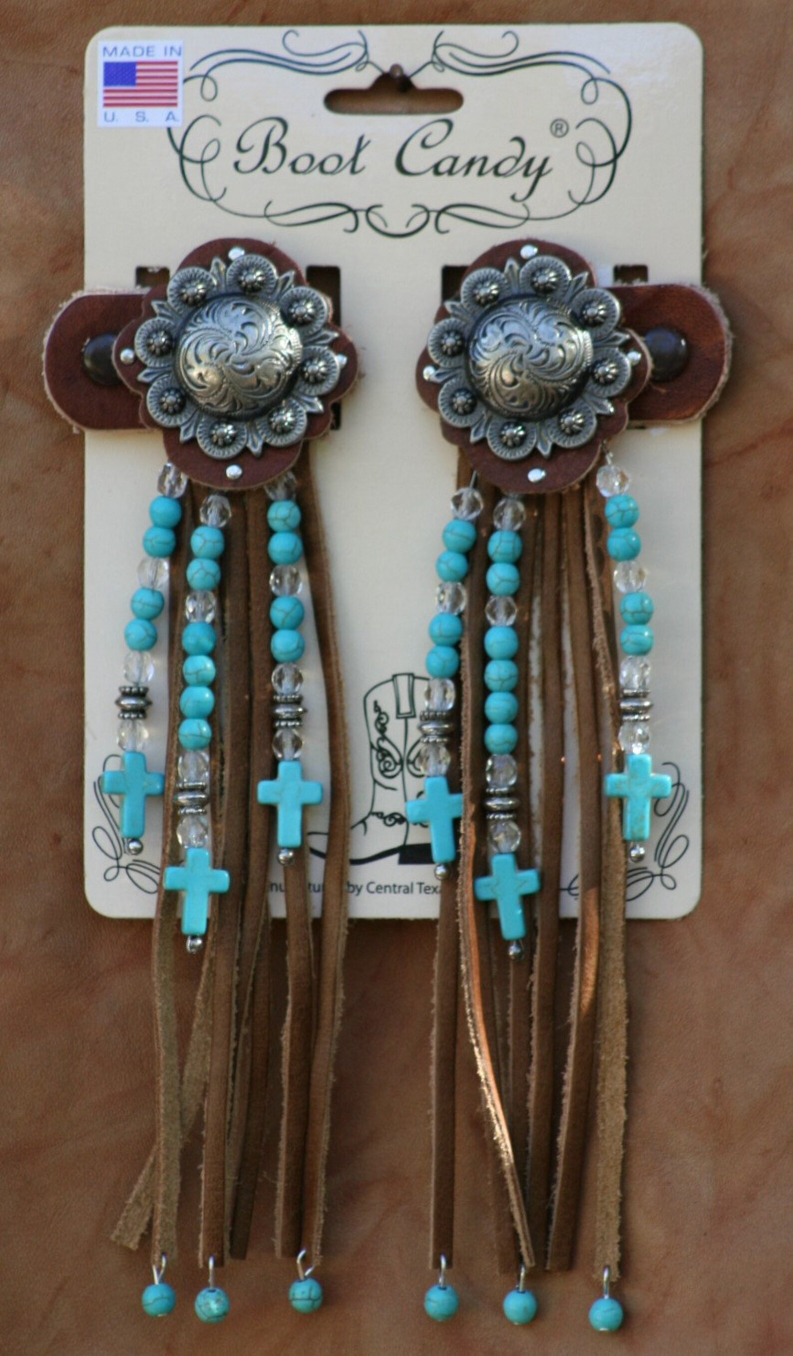 Boot Candy Toppers Turquoise Crosses and Fringe | Etsy