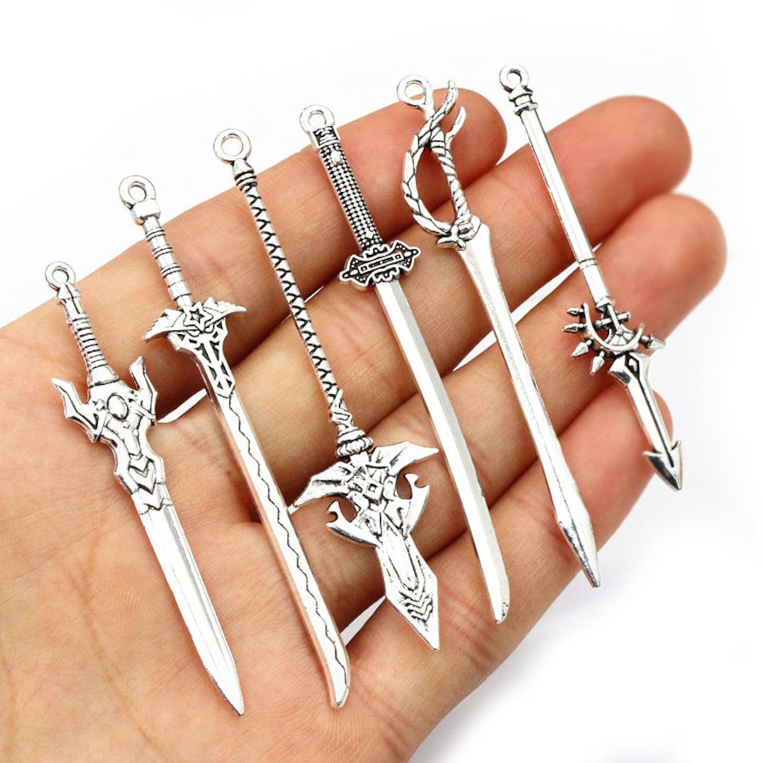 10pcs/lot Antique Silver Plated Sword Blade Charms Pedants DIY Jewelry ...