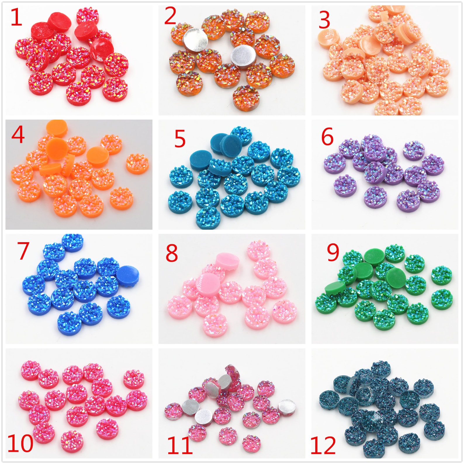 40pcs/lot 8mm 10mm 12mm Natural Ore Style Flat Back Resin - Etsy