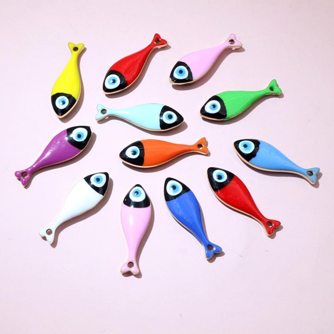 10pcs 20x6.5mm Enamel Fish Charms Pendant Stainless Steel DIY Jewelry ...