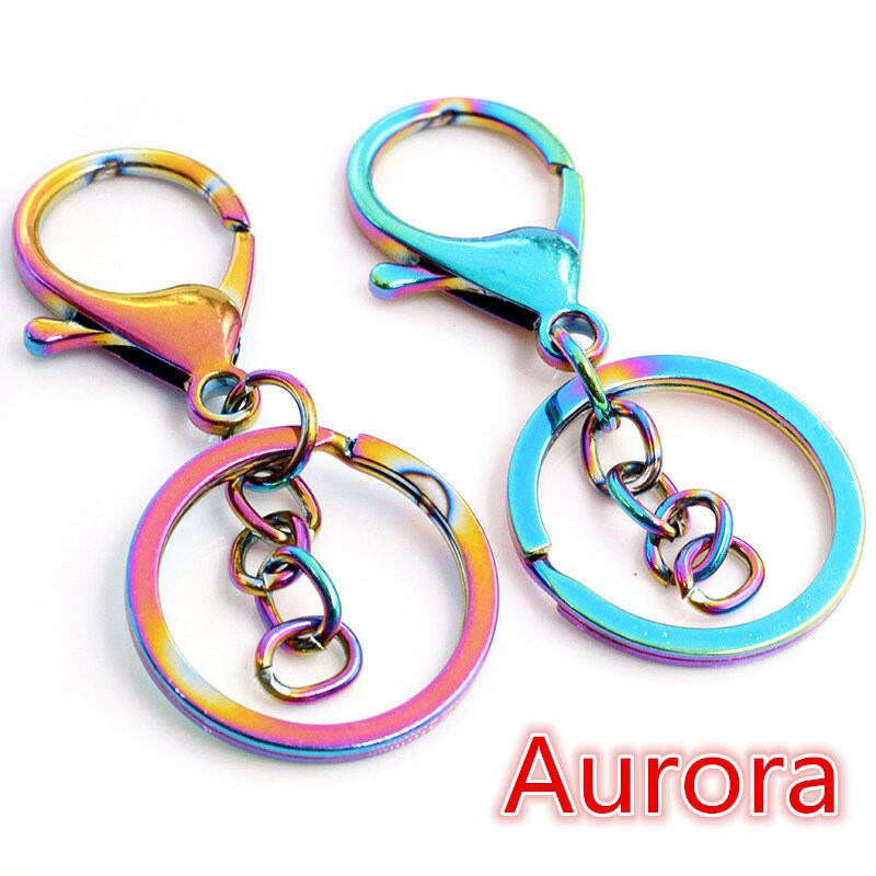 5pcs/lot 30mm Chain Key Ring Long 70mm Popular Classic 8 Colors Plated ...