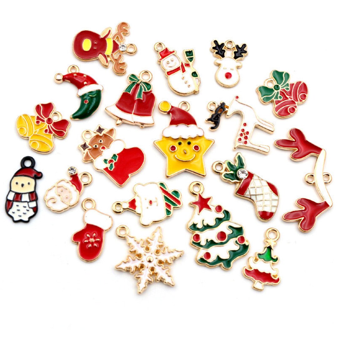 10pcs Enamel Christmas Charm Pendant for DIY Jewelry Making Necklace ...