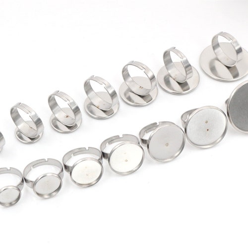 10pcs Adjustable Ring Blank With 16mm / 18mm / 20mm / 25mm - Etsy