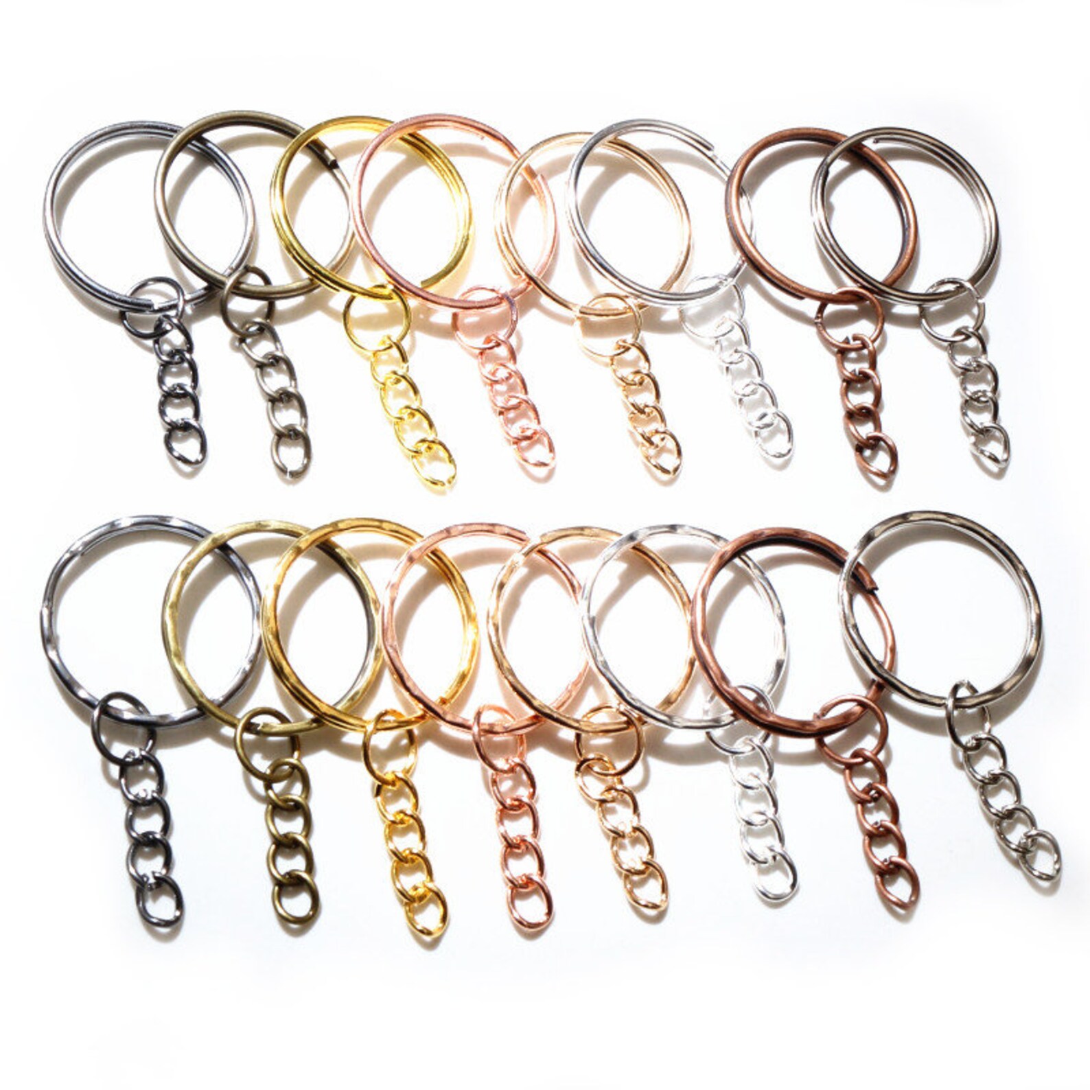 20pcs Key Ring Key Chain Round Split Keyfob Keyrings With Jump Ring for ...