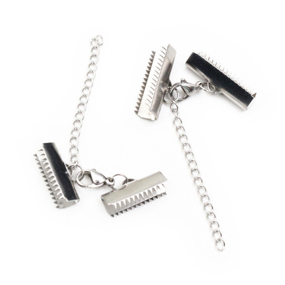 10pcs Stainless Steel Ribbon Leather Cord End Fastener Clasps With ...