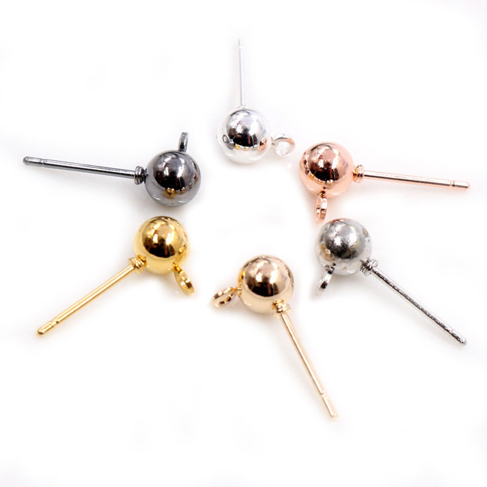 50pcs/lot 3/4/5mm 6 Colors Pin Findings Stud Earring Basic Pins ...