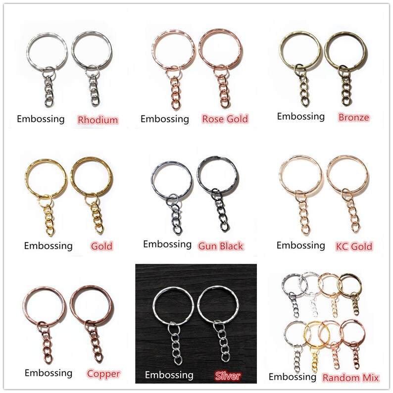 20pcs Key Ring Key Chain Round Split Keyfob Keyrings With Jump Ring for ...