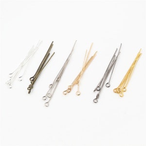 200pcs Gold Silver Eye Head Pins 16 20 25 30 35 40 45 50 Mm Eye Pins ...