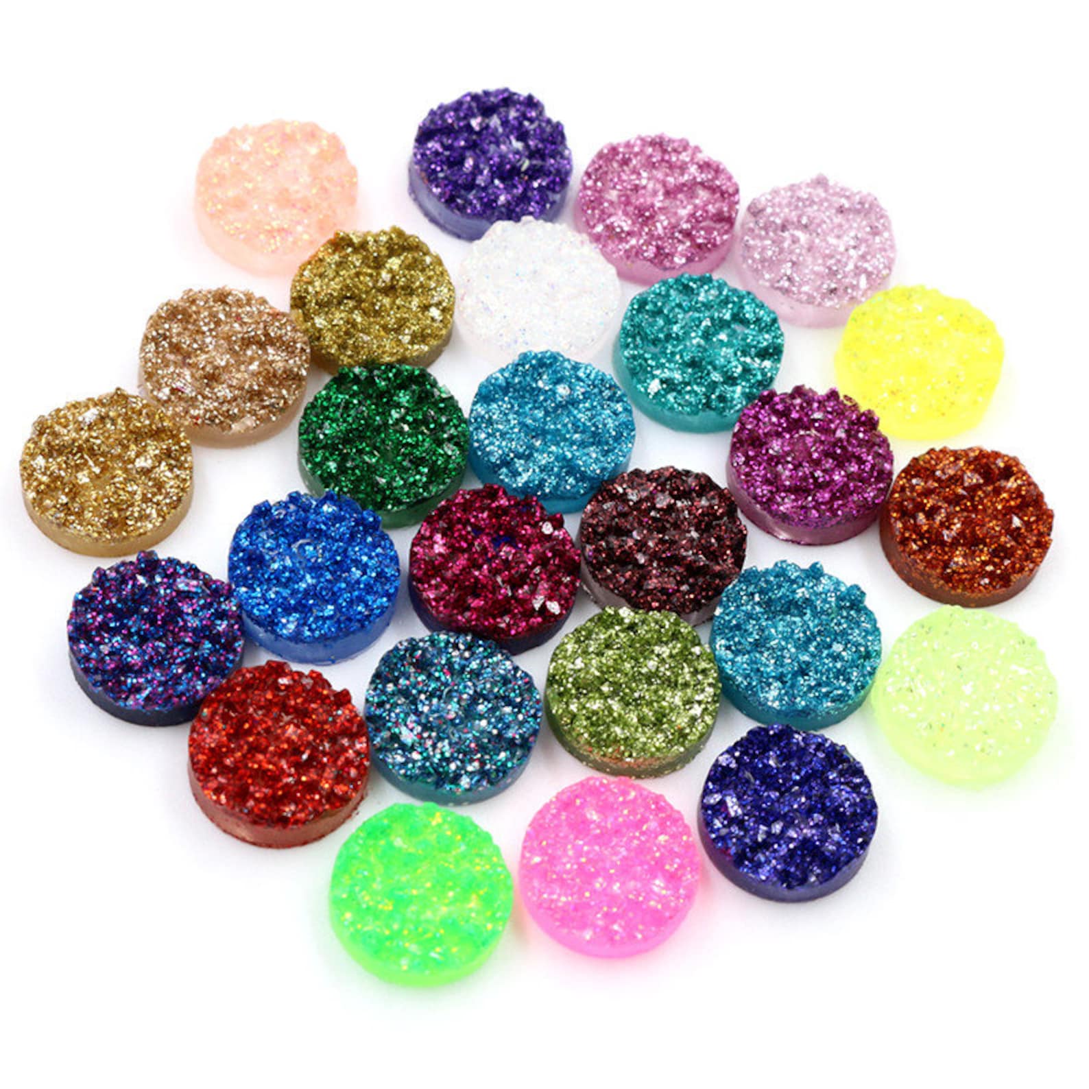 New Fashion 40pcs 8mm 10mm 12mm Mixed Colors Druzy Cluster Flat Back ...