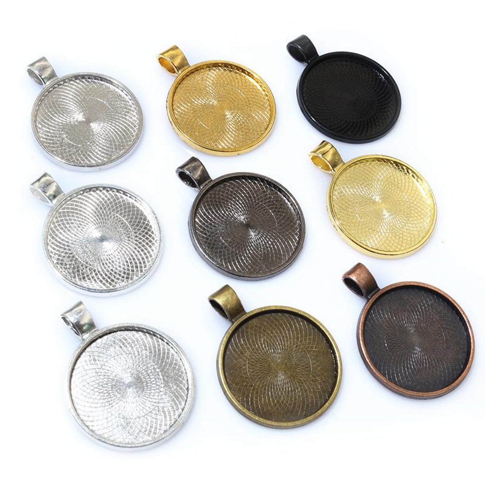 10pcs 25mm Inner Size Pendant Blank Base Setting Fit 25mm Round ...