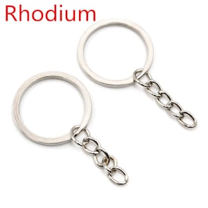 20pcs 25/28/30mm Key Ring Key Chain 7 Colors Plated 50mm Long Round ...