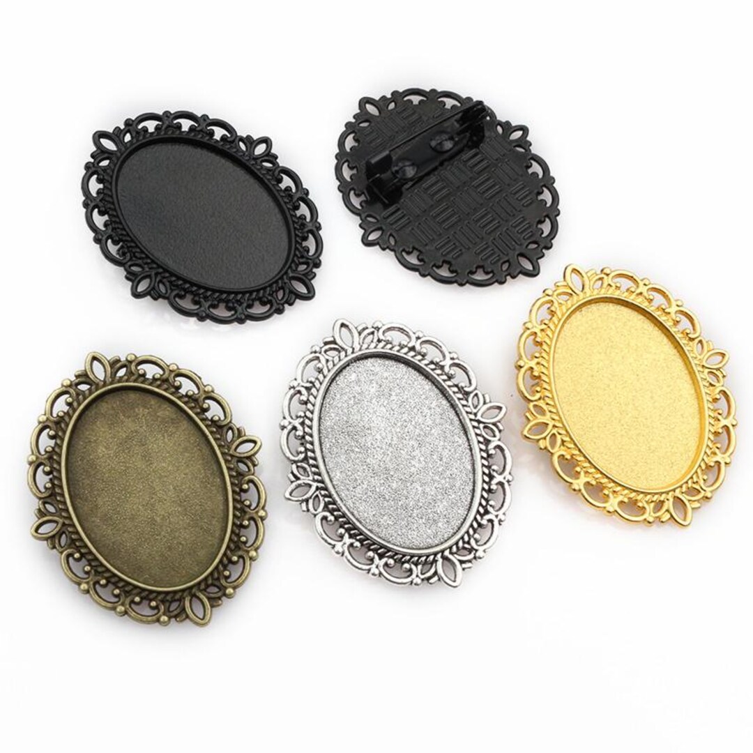 Fashion 5pcs 18x25mm Inner Size DIY Brooch Blank Base Setting Tray Fits ...
