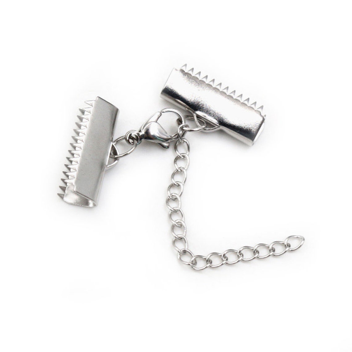 10pcs Stainless Steel Ribbon Leather Cord End Fastener Clasps With ...