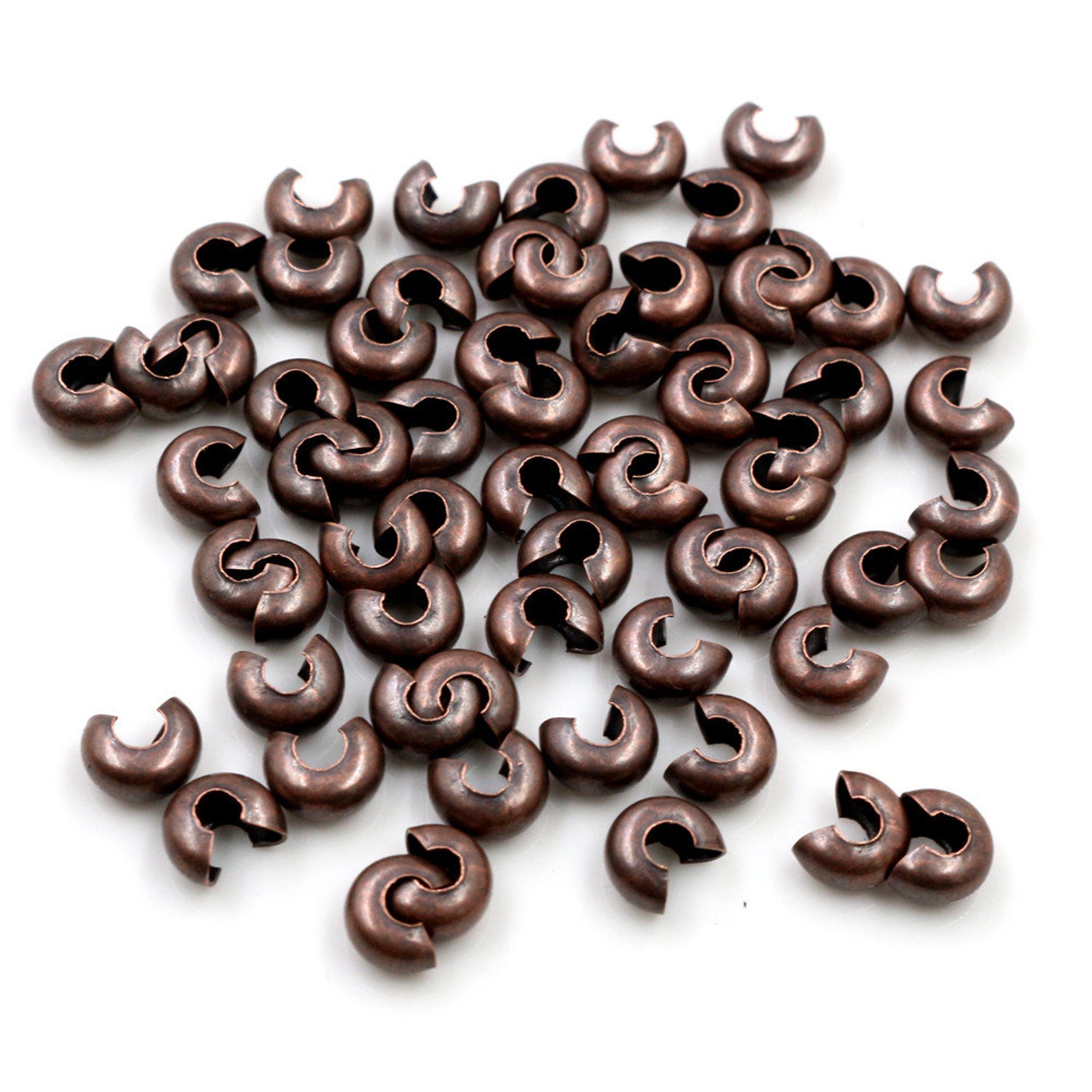 100pcs/lot Silver Gold Round Covers Crimp End Beads Dia 3 4 5 Mm ...