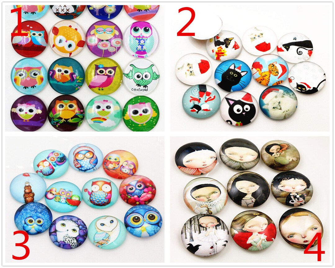 12/20/25mm Mixed Handmade Glass Cabochons Pattern Domed - Etsy