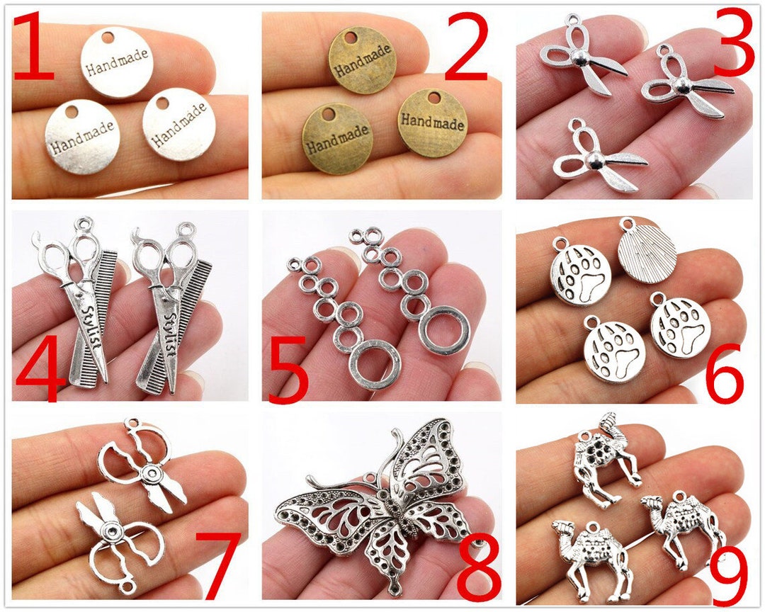 Fashion Alloy Metal Scissors Butterfly Antique Silver Small Cute Charms ...