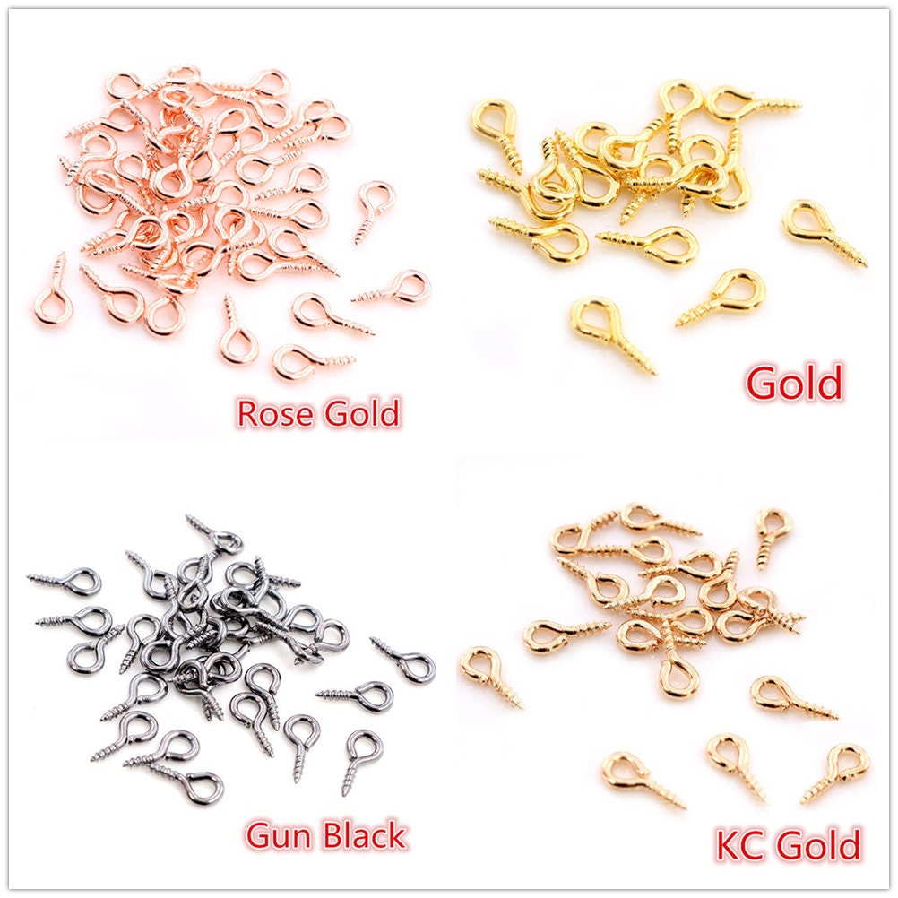 200pcs 8x4/10x5mm Small Tiny Mini Eye Pins Eyepins Hooks Eyelets Screw ...