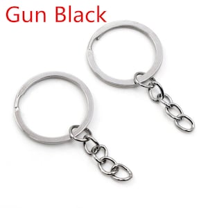 20pcs 25/28/30mm Key Ring Key Chain 7 Colors Plated 50mm Long Round ...