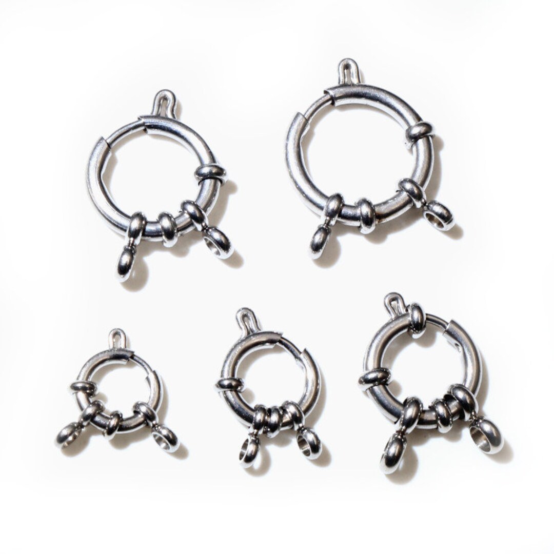 4pcs Stainless Steel Round Spring Clasps Hooks for Bracelet Clavicle ...
