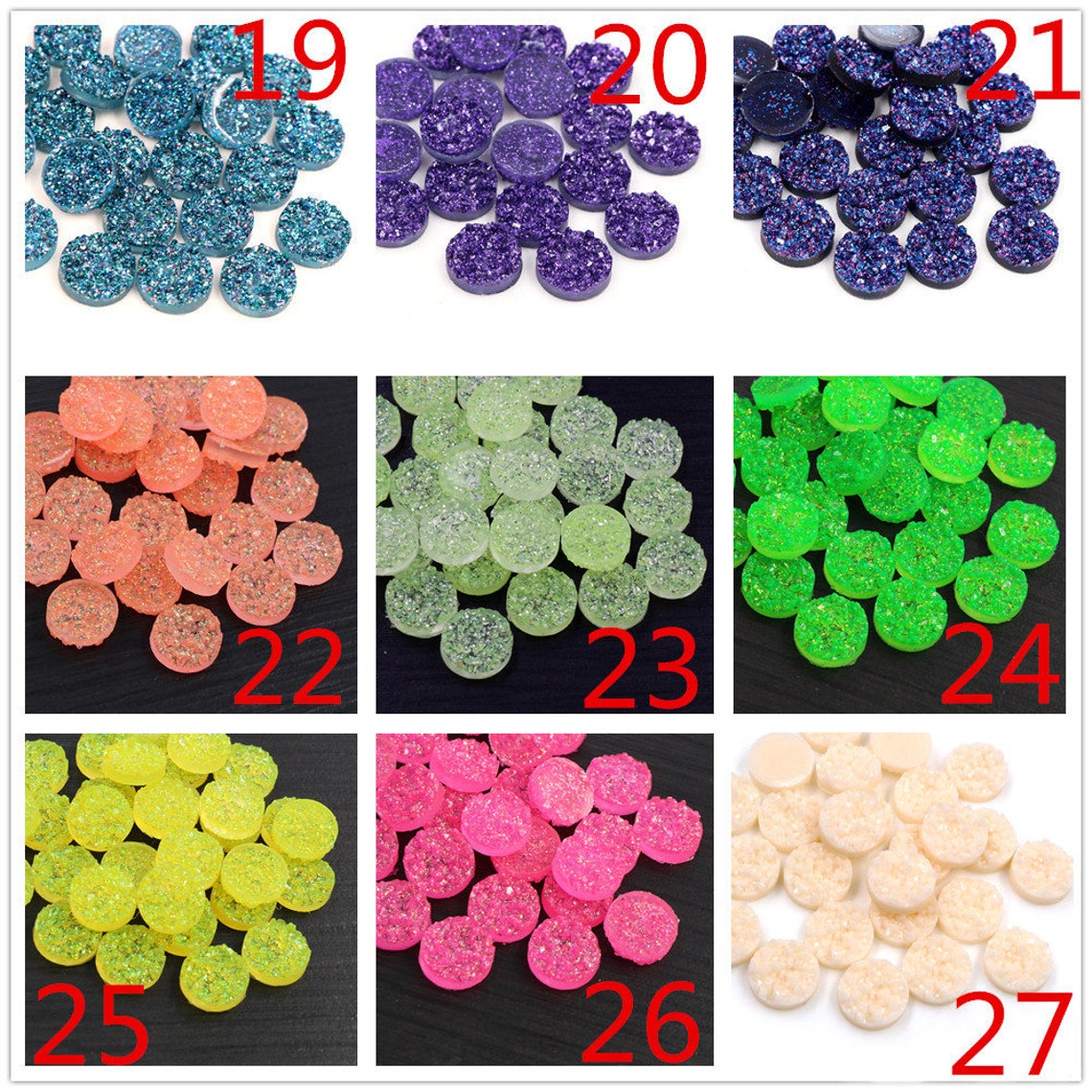 New Fashion 40pcs 8mm 10mm 12mm Mixed Colors Druzy Cluster - Etsy
