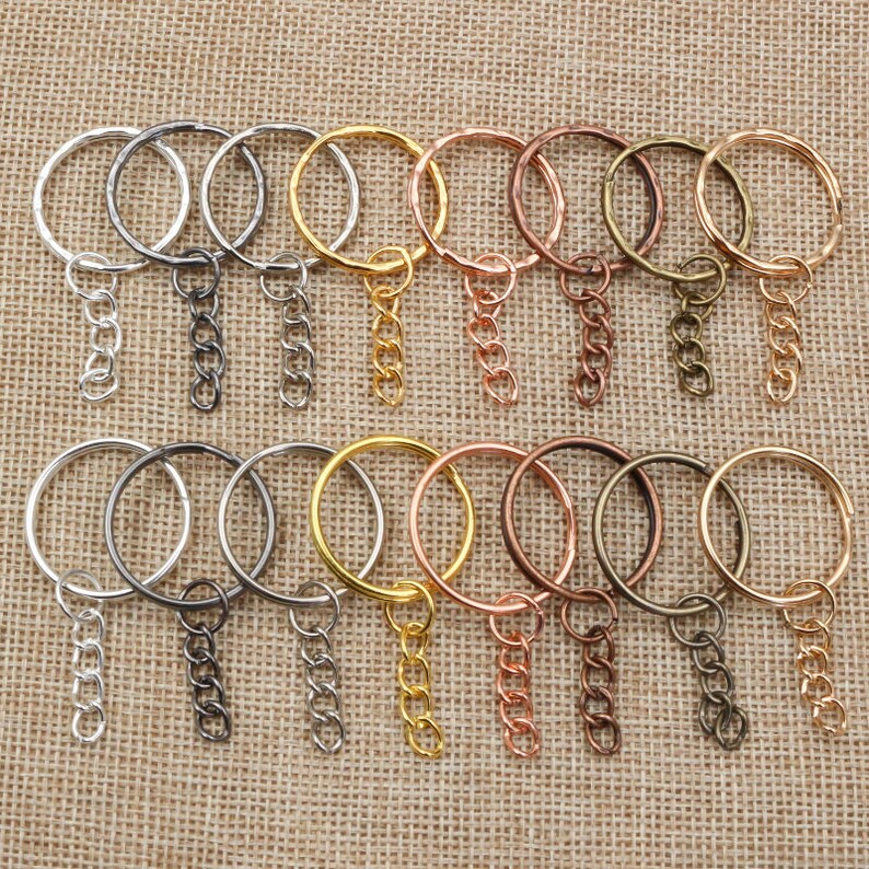 20pcs Key Ring Key Chain Round Split Keyfob Keyrings With Jump Ring for ...