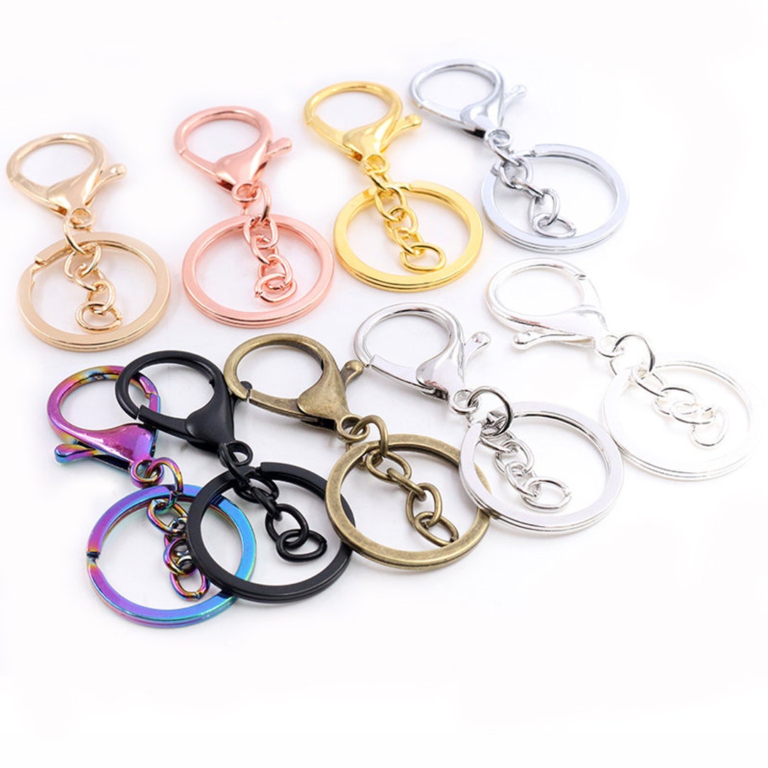 5pcs/lot 30mm Chain Key Ring Long 70mm Popular Classic 8 Colors Plated ...
