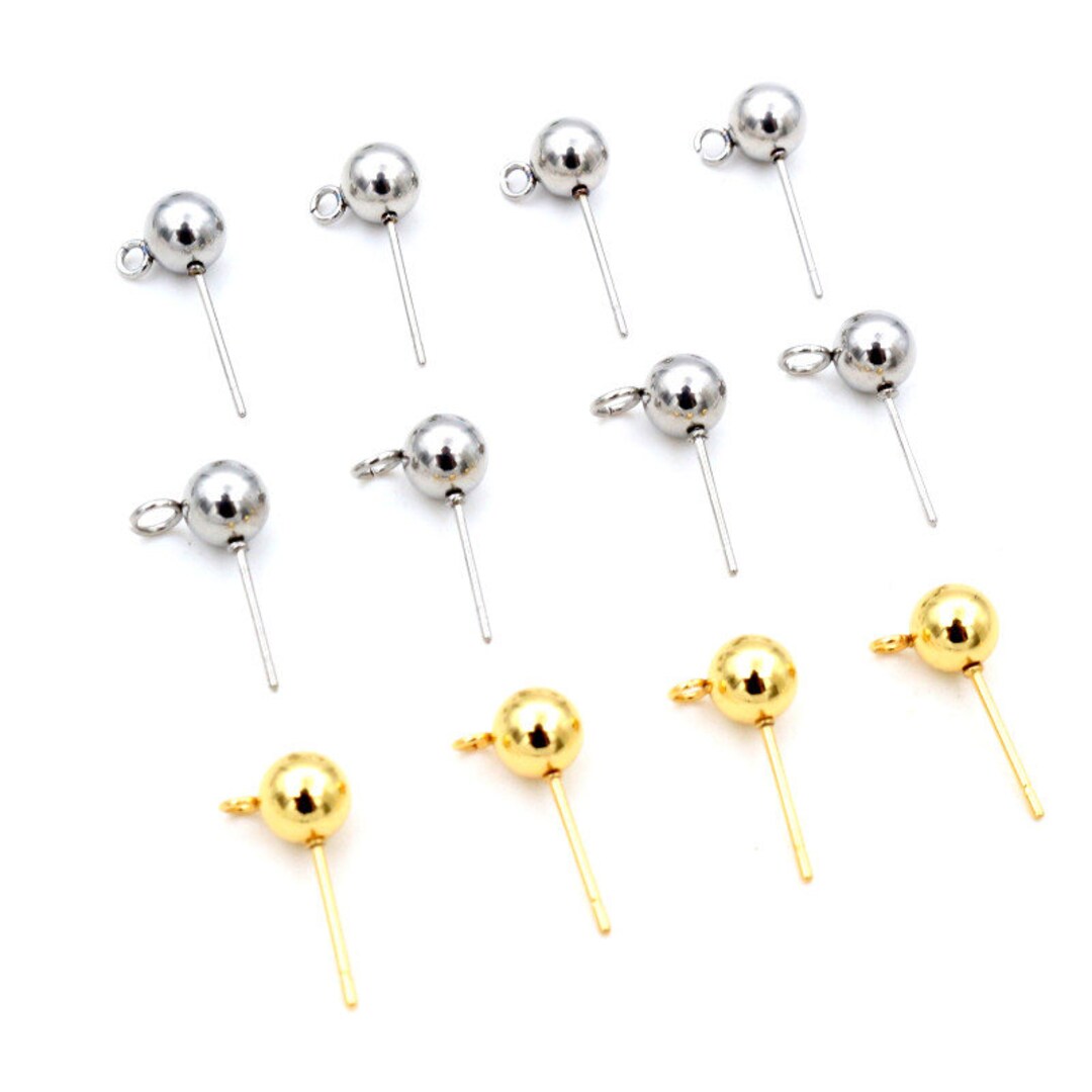 30pcs/lot 3/4/5/6mm Stainless Steel Pin Findings Stud Earring Basic ...