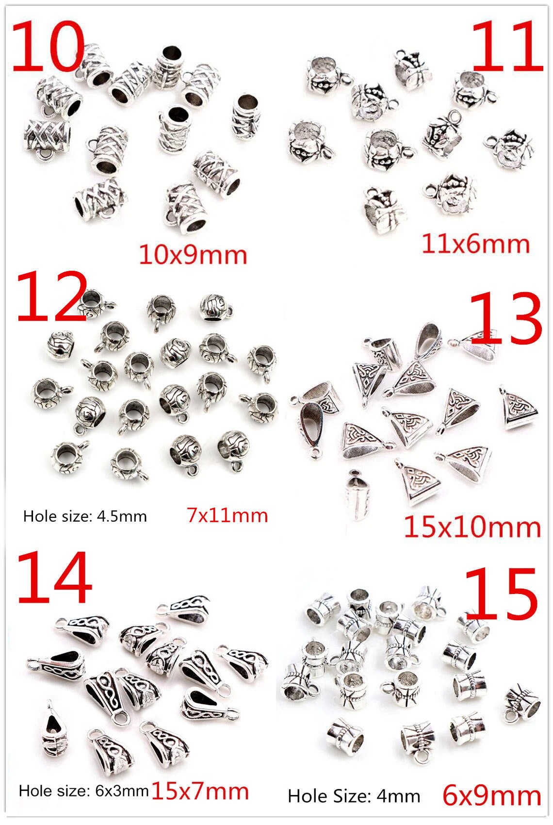 20pcs/lot DIY Handmade Beads Bails Pendants Jewelry Making DIY Necklace ...