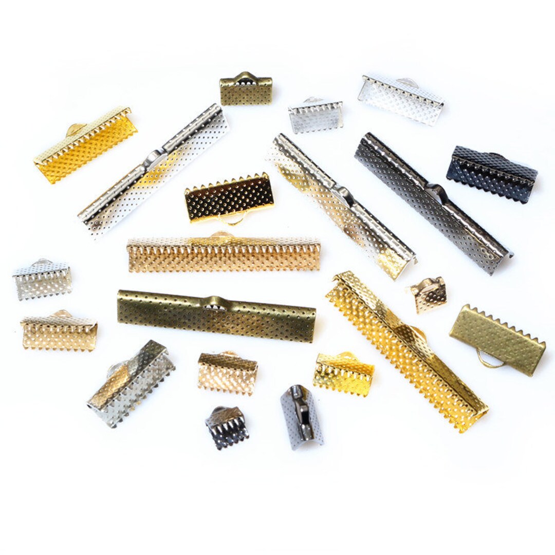 50pcs Cove Clasps Cord End Caps String Ribbon Leather Clip DIY Jewelry ...