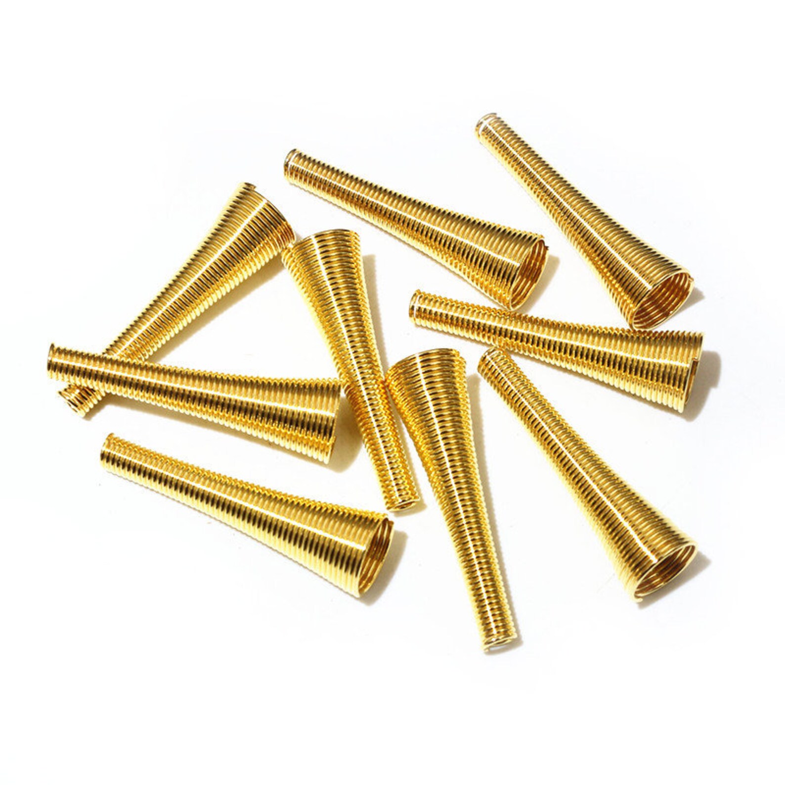 15pcs Metal Spring Funnel Shape Spacer Beads Caps DIY Beading Supplies ...