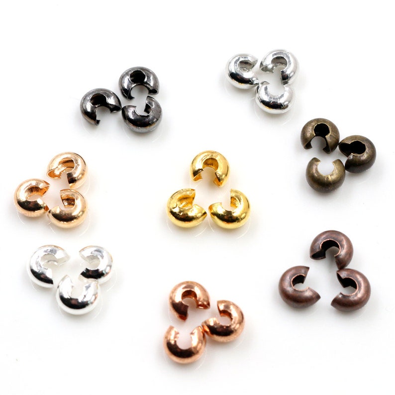 100pcs/lot Silver Gold Round Covers Crimp End Beads Dia 3 4 5 - Etsy