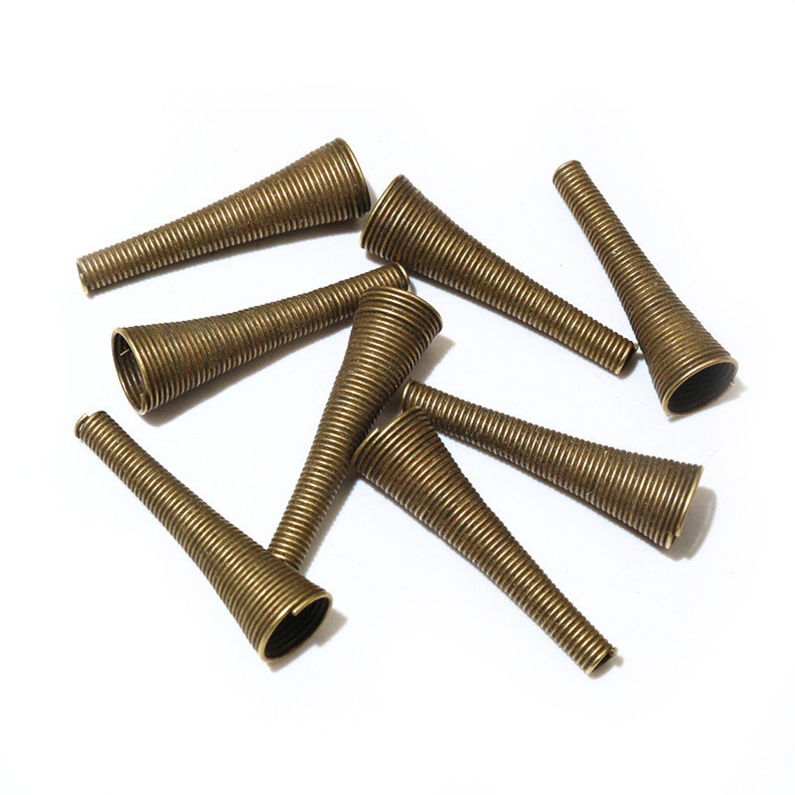 15pcs Metal Spring Funnel Shape Spacer Beads Caps DIY Beading Supplies ...