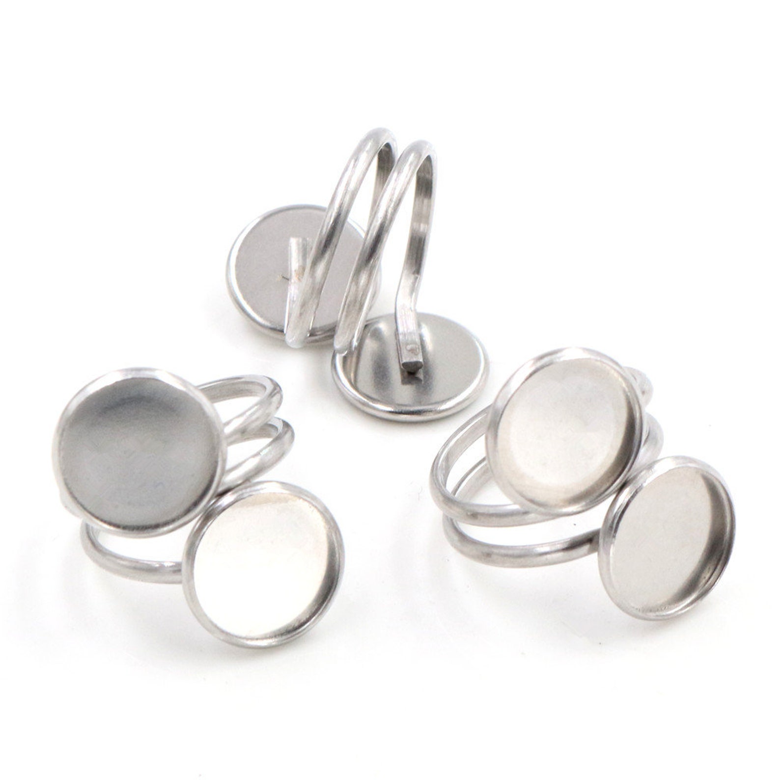 12mm 5pcs/lot No Fade Stainless Steel Adjustable Ring Settings | Etsy