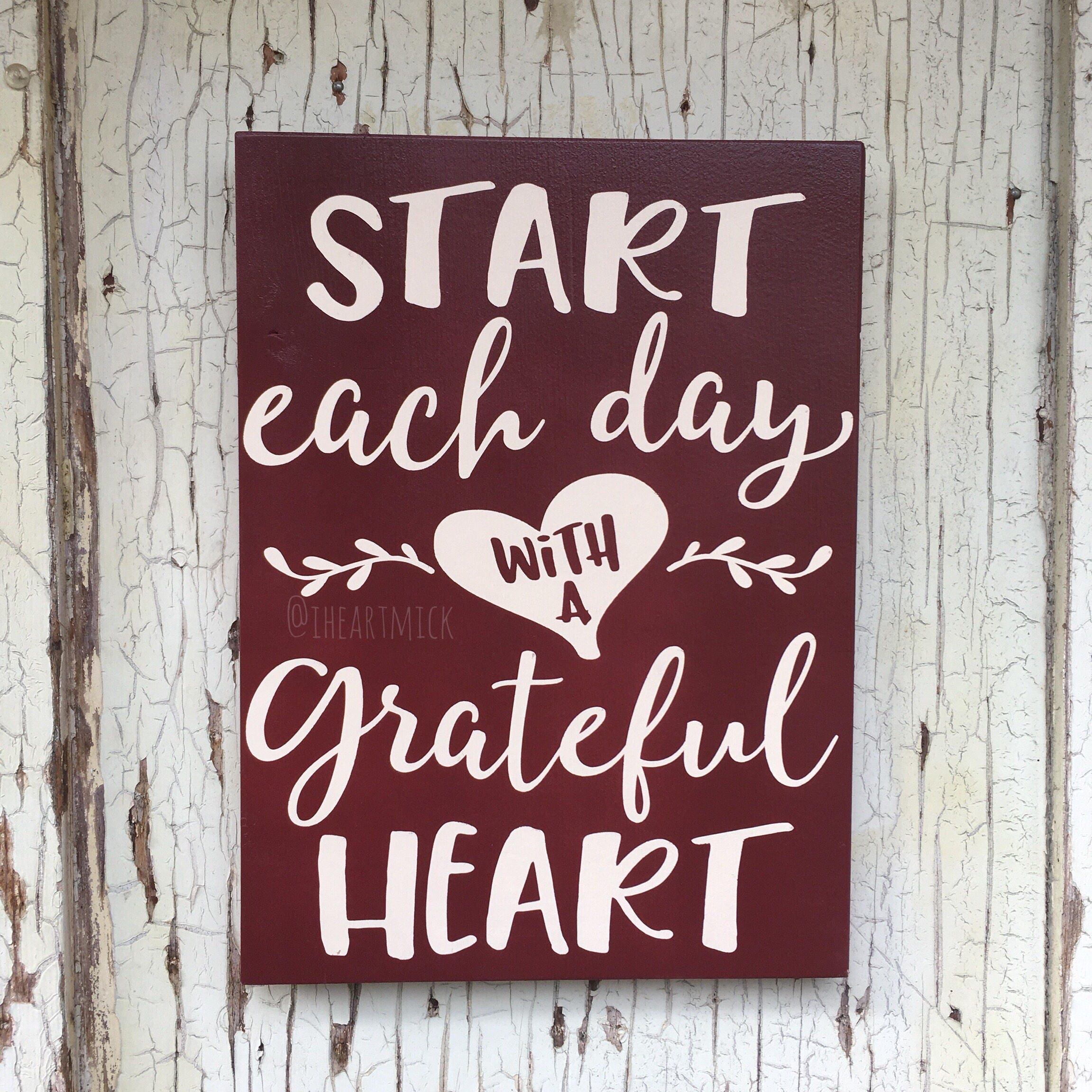Start Each Day With A Grateful Heart 9 X 12 Inch Painted | Etsy