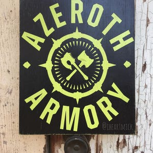 World of Warcraft Inspired - Azeroth Armory Painted Wood Sign - 9 X 12 ...