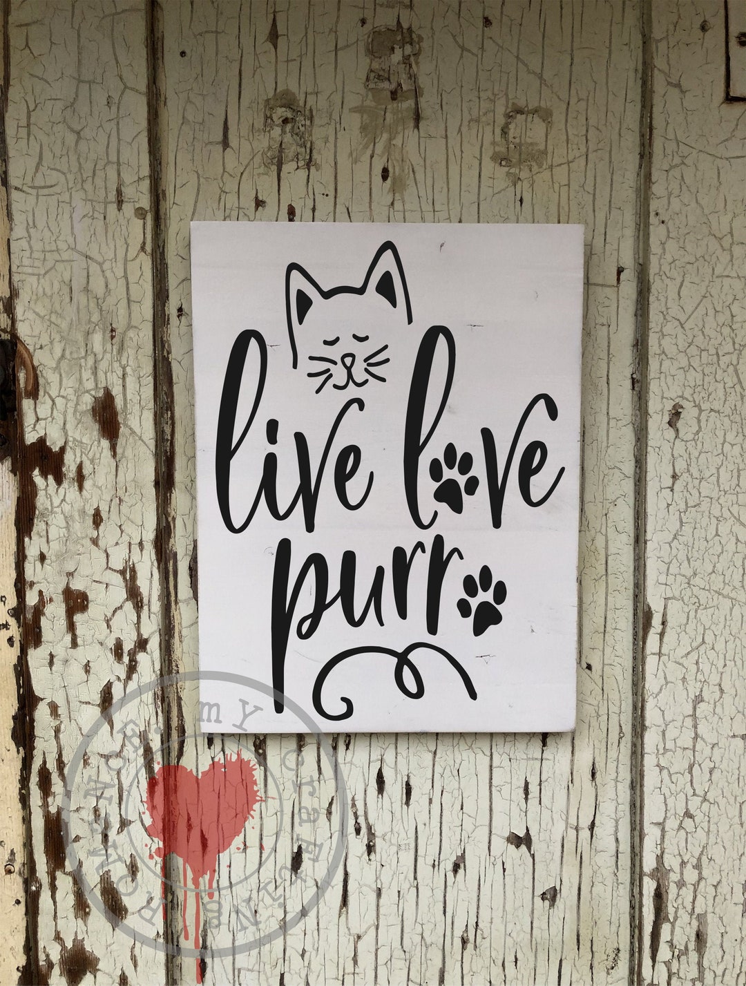Live - Love - Purr - 9 X 12 Inch Painted Wood Sign - Etsy