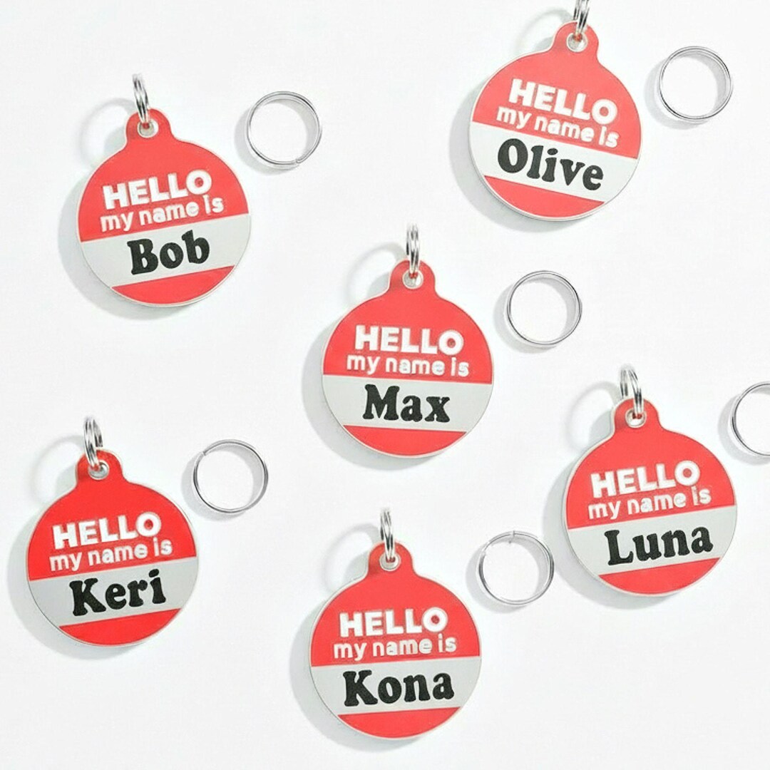 Hello My Name is Pet ID – Custom Enamel Name Tag for Dogs & Cats - 2 ...