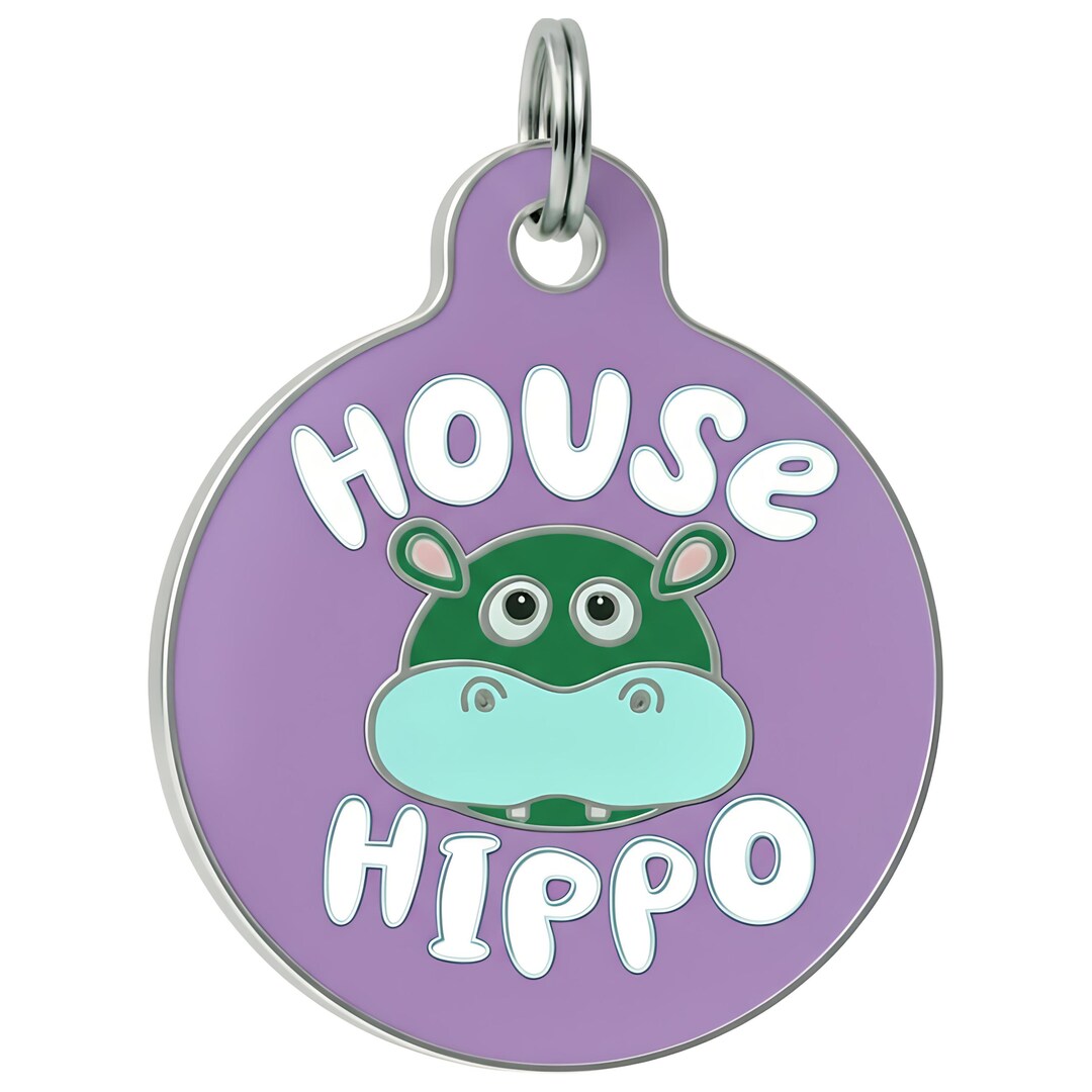 House Hippo Pet ID Tag for Dogs Are Cats • Custom Engraved Enamel ...
