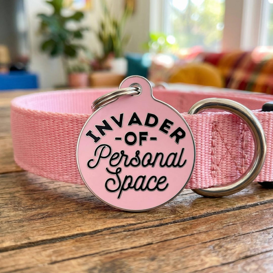Girl Dog ID Tag Custom Engraved - "invader of Personal Space" - 2 Sizes ...
