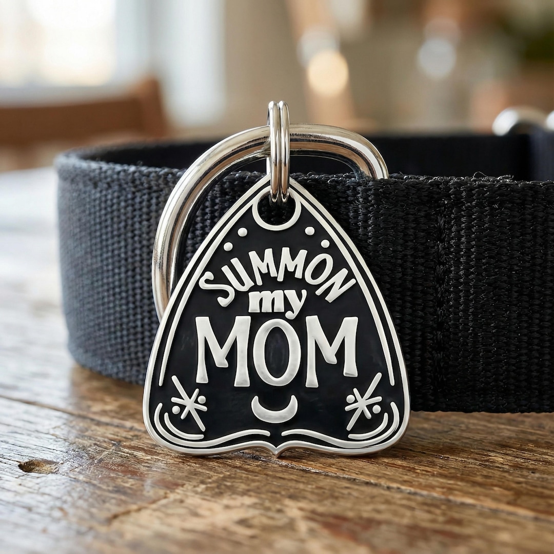 Engraved Dog ID Tag, Planchette Pet Collar Charm - "summon My Mom" – 3 ...