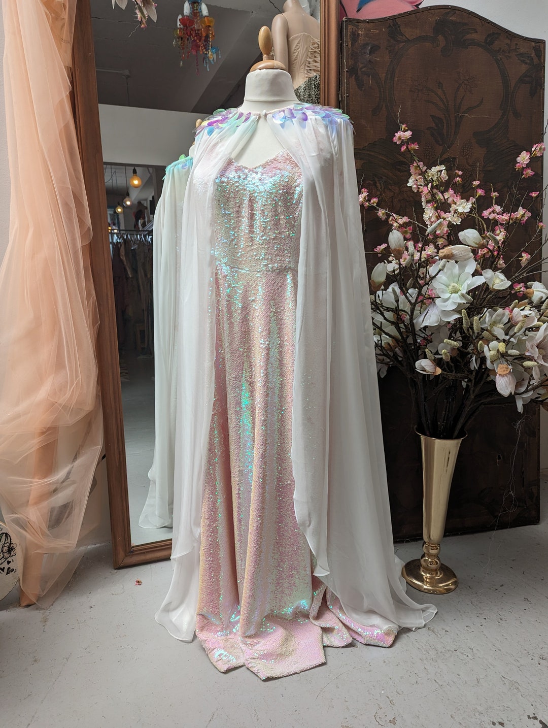 Gorgeous Chiffon Cloak/cape Sparkly Wedding/festival/bridal - Etsy