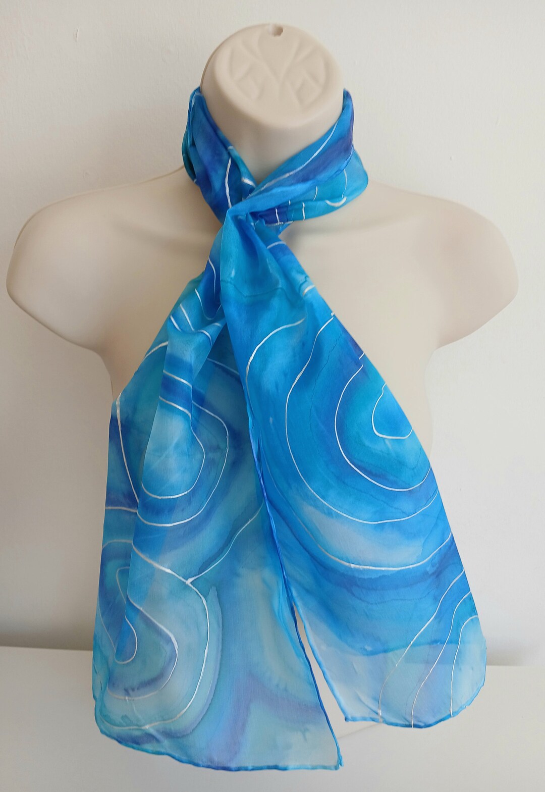 Blue Silk Scarf Ladies Beach Fashion, Beach Accessories, Ladies Scarf ...