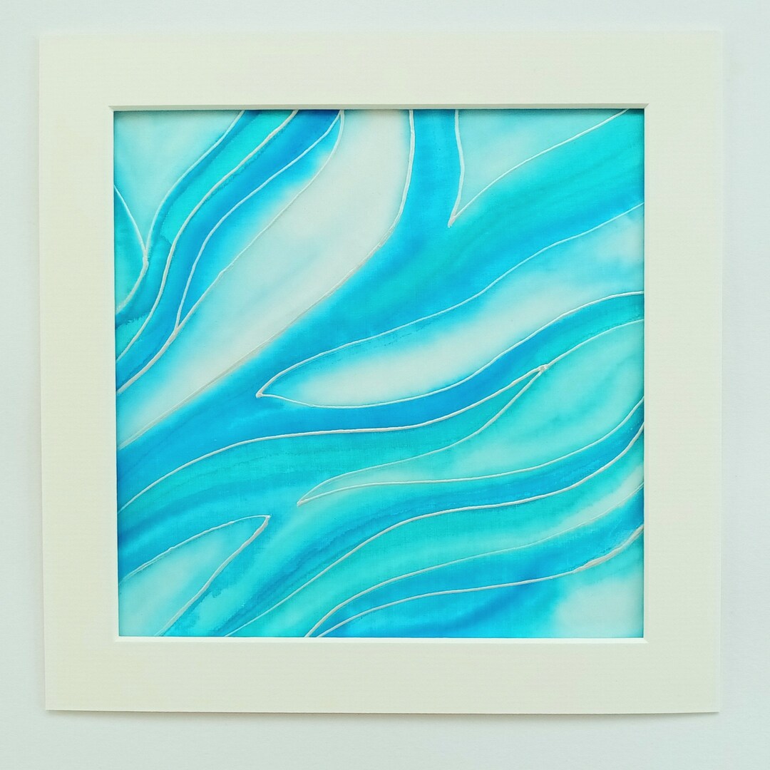 Blue Ocean Art, Original Art Hand-painted in Cornwall. Abstract Silk ...