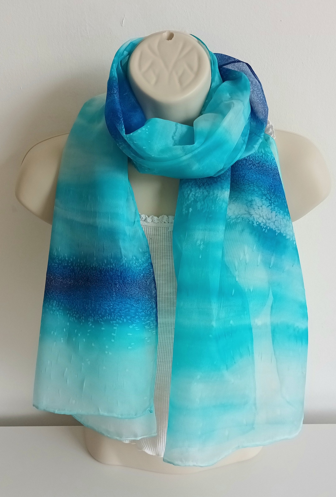 Blue Ocean Silk Scarf, Ladies Fashion, Beach Accessories, Wearable Art ...