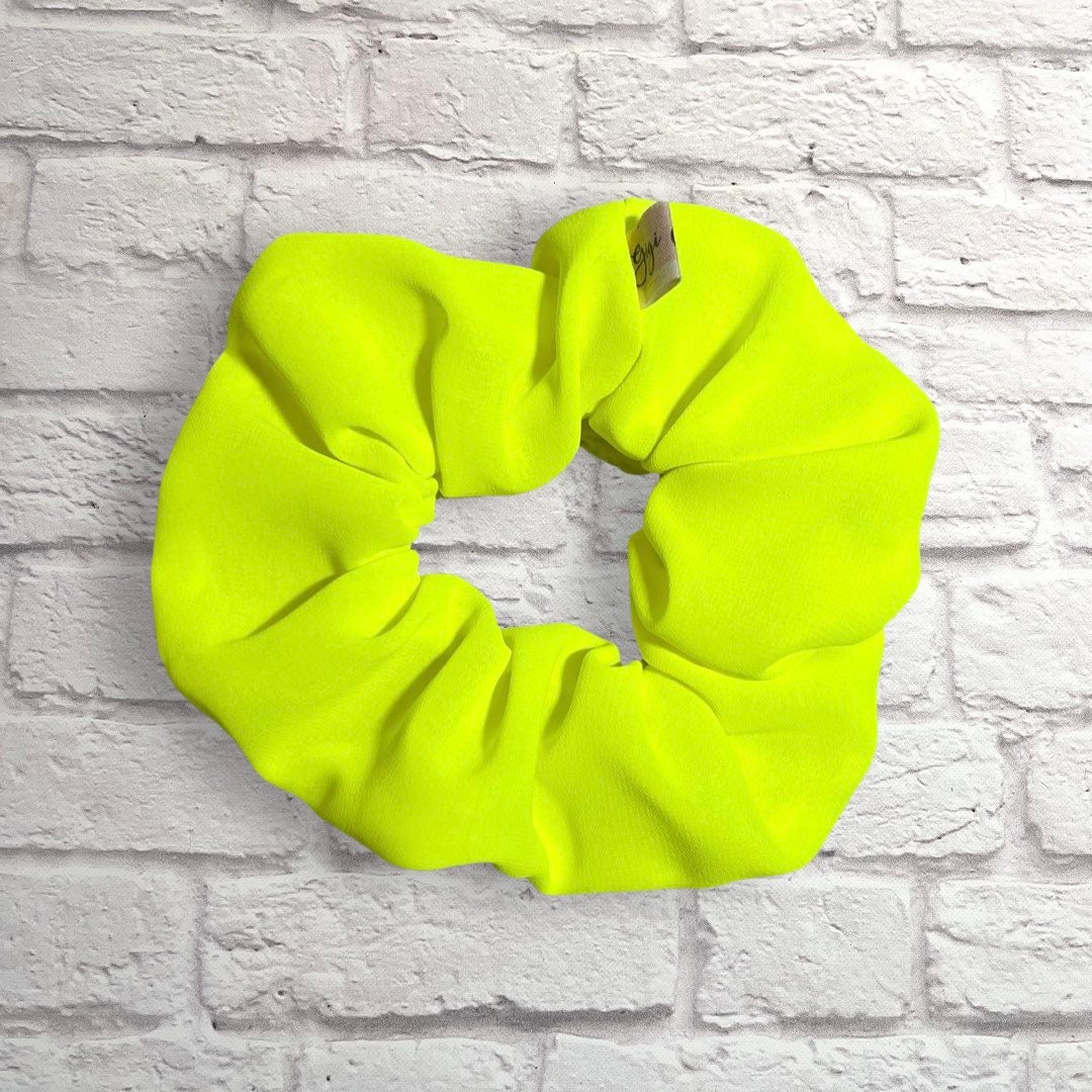 Neon Yellow Scrunchie - Chiffon - Etsy UK