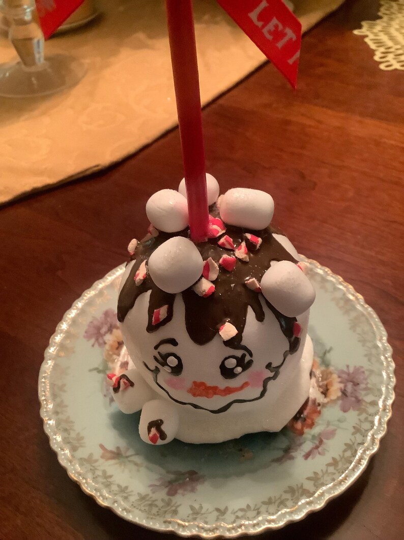Chocolate Covered Apple Snowman With Marshmallows - Etsy